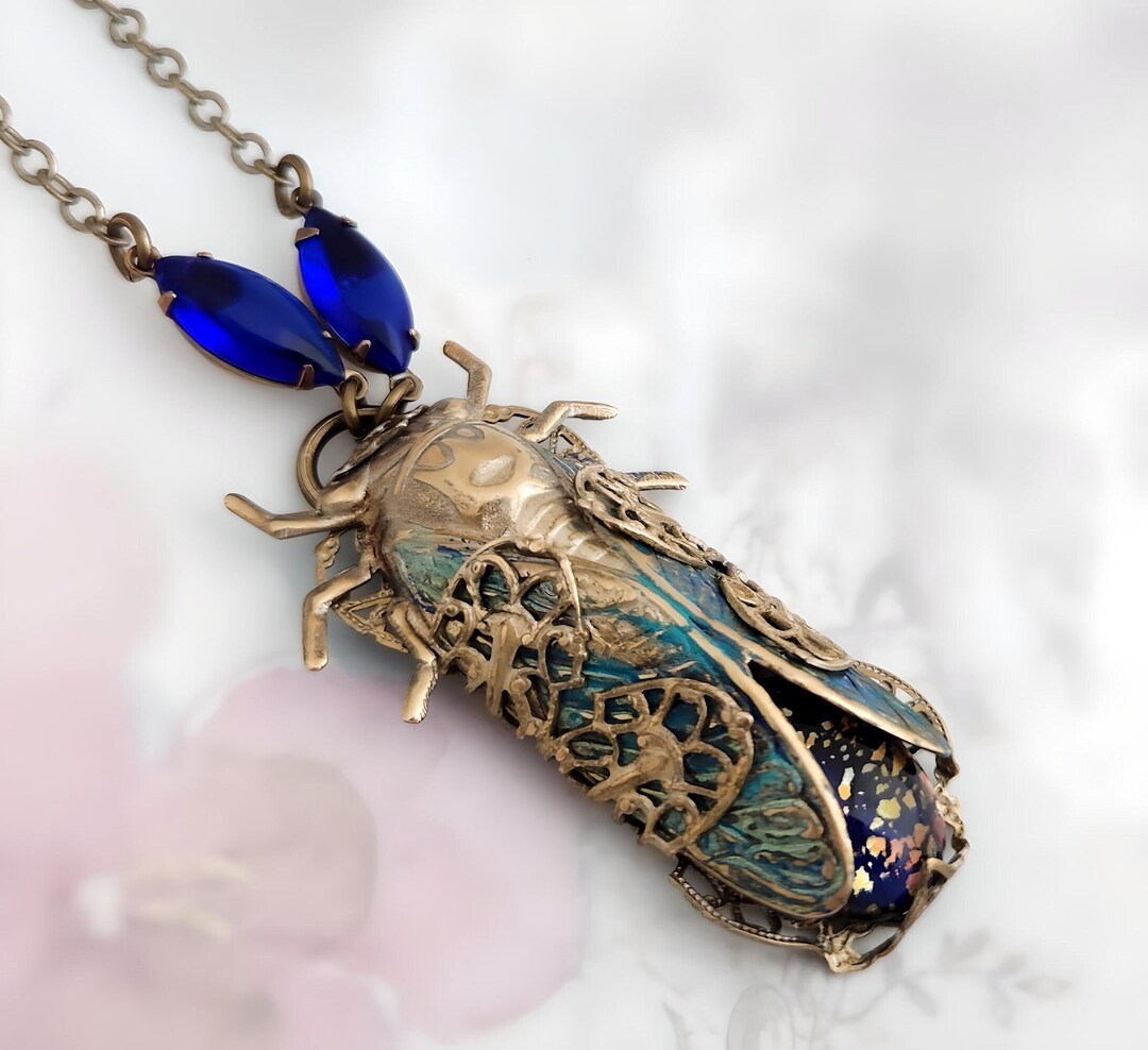 Cicada Necklace, Insect Jewelry, Art Deco Lalique-style Cicada Jewelry ...