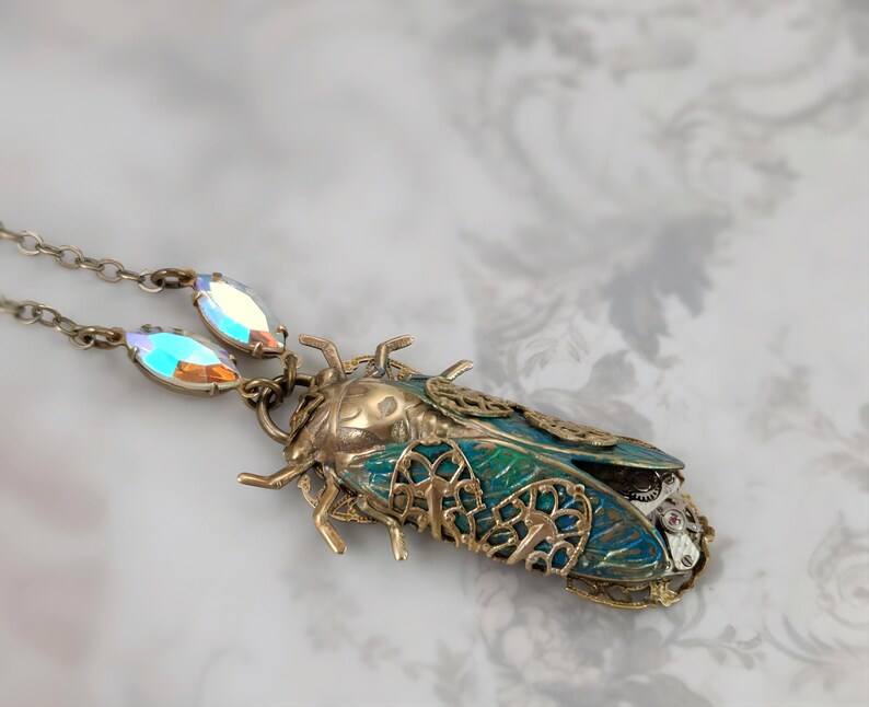 Cicada Necklace, Steampunk Insect Jewelry, Unique Cicada Jewelry Gift ...