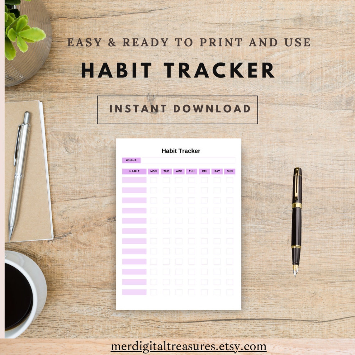 Printable Habit Tracker | Goal Tracker | Goal Setting | Daily Routine ...
