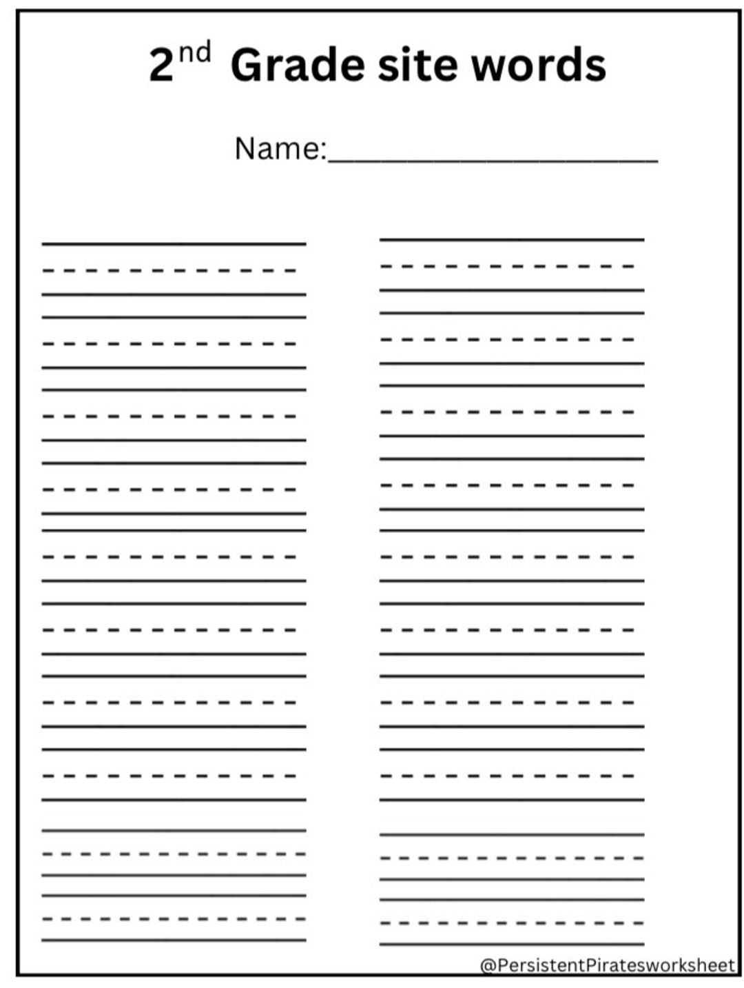 Site Word Study Sheet - Etsy