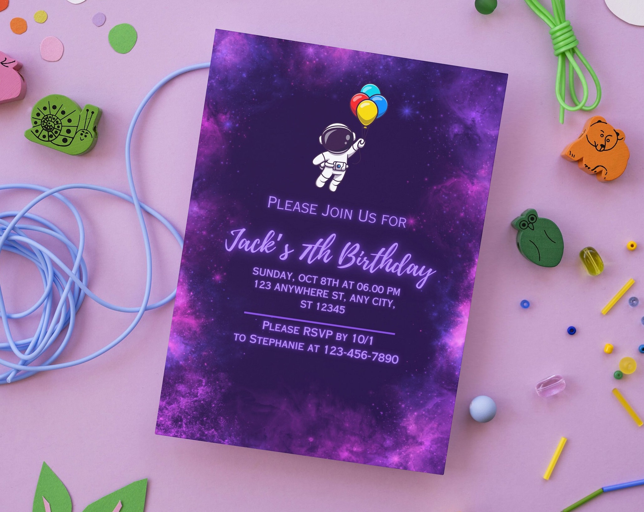 Kids Space Themed Birthday Party Invitation / Digital Download File ...