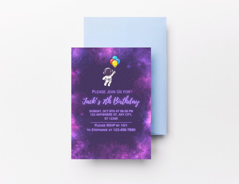 Kids Space Themed Birthday Party Invitation / Digital Download File ...