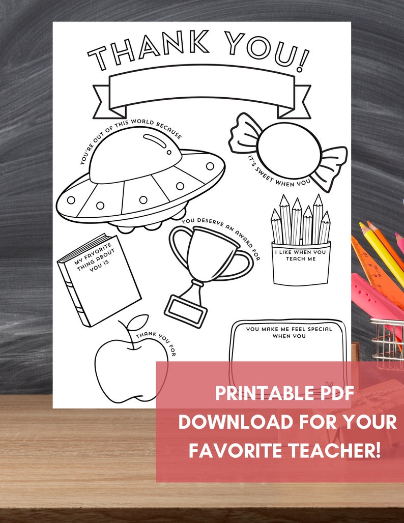 Teacher Appreciation Coloring Sheet Printable - Thank You From Student ...