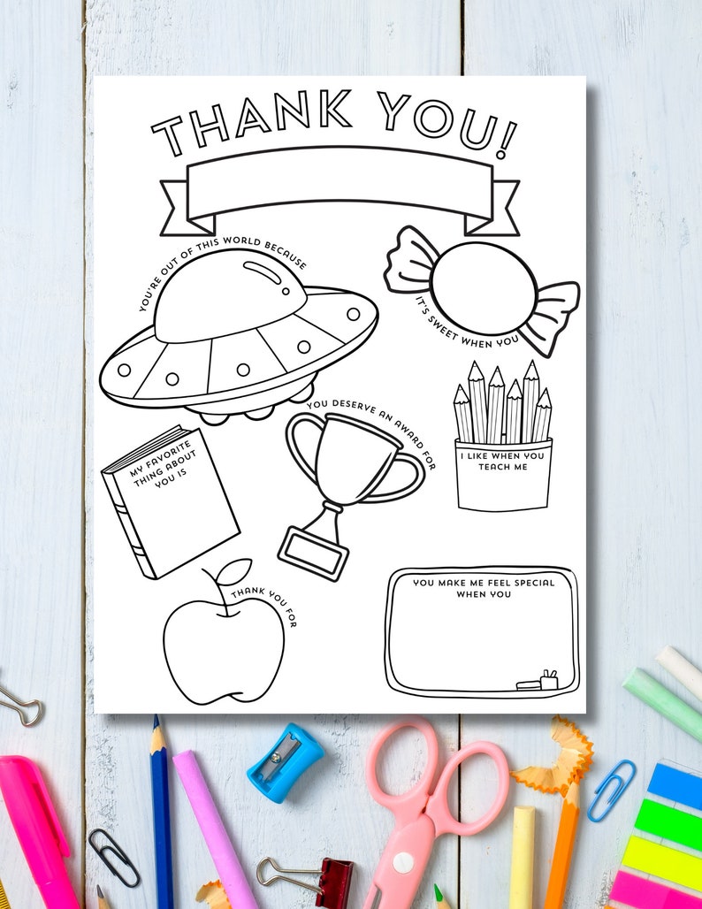 Teacher Appreciation Coloring Sheet Printable - Thank You From Student ...