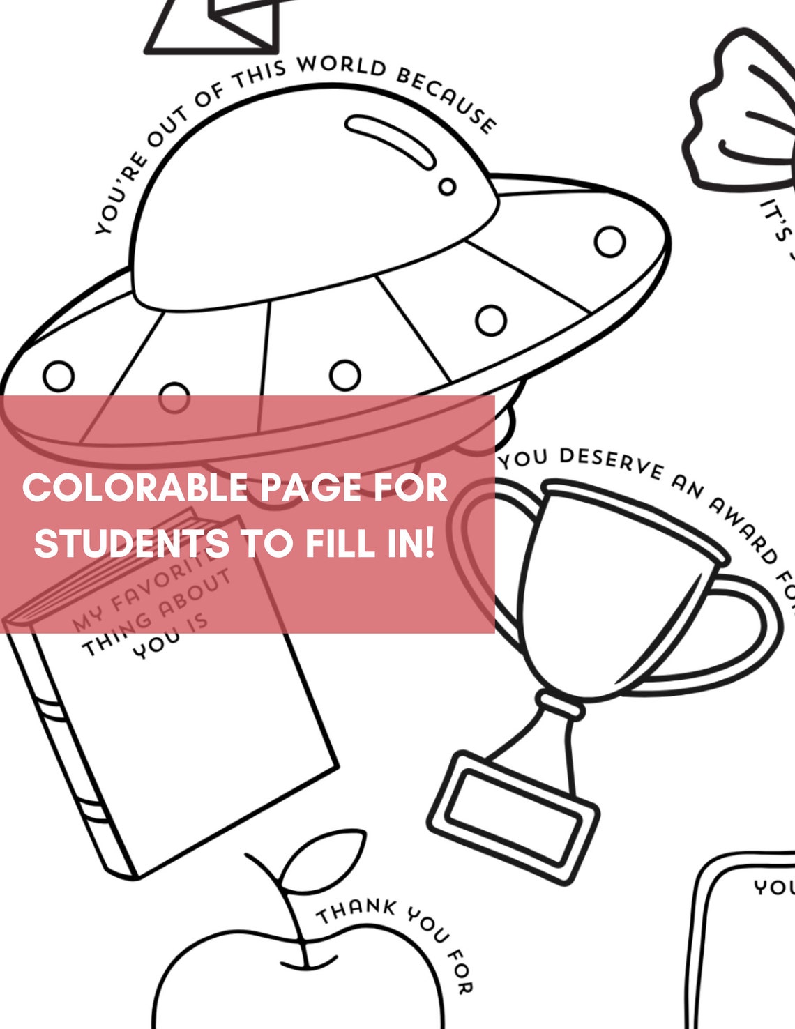 Teacher Appreciation Coloring Sheet Printable - Thank You From Student ...