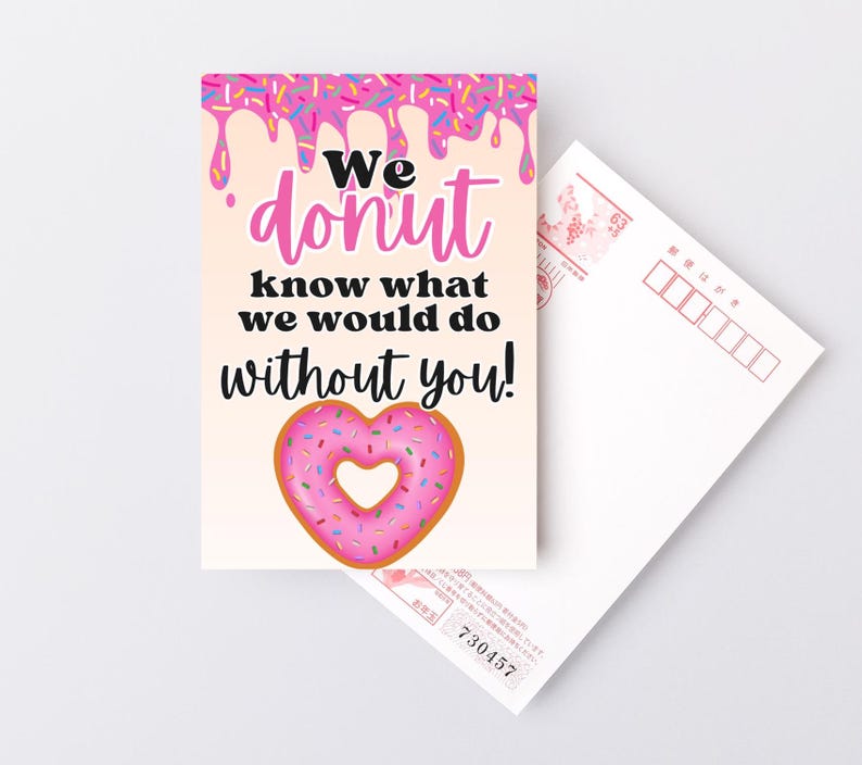 Thank You Gratitude Card - Donut Pun Cute Pink Printable Digital ...
