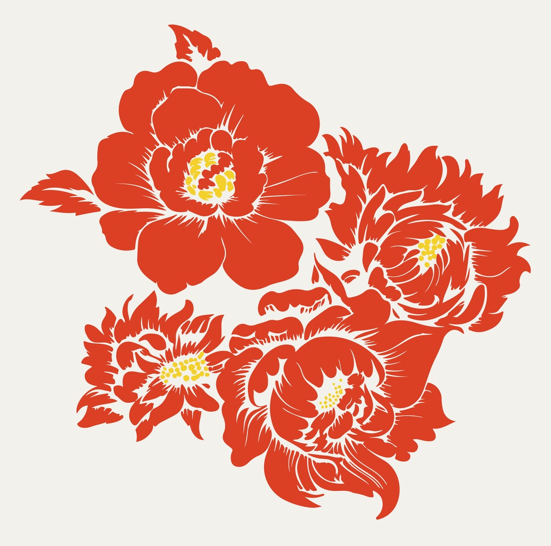 Peony Svg,peony Silhouette,peony SVG Cutting File,peony Outline Svg ...