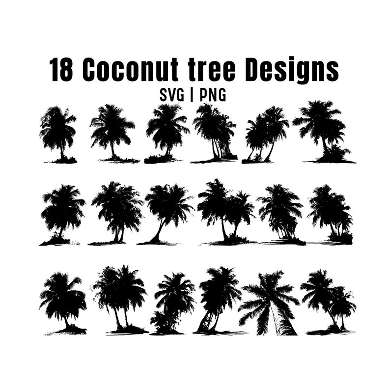 18 Coconut Tree SVG Bundle,coconut Tree Cut File,fin Coconut Tree Svg ...