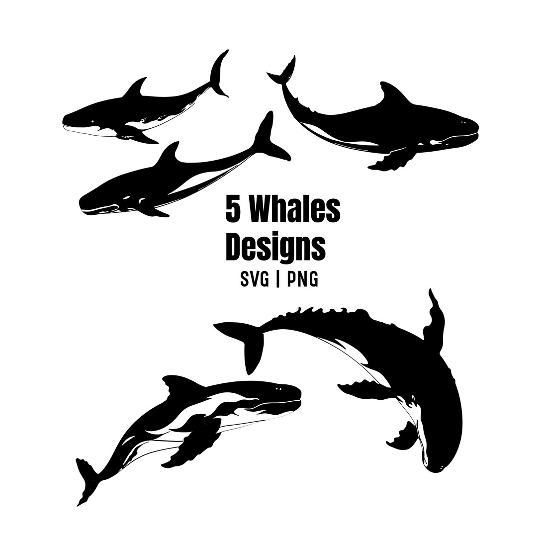 5 Whale SVG Bundle,whale Cut File,fin Whale Svg,whale Png,whale Vector ...