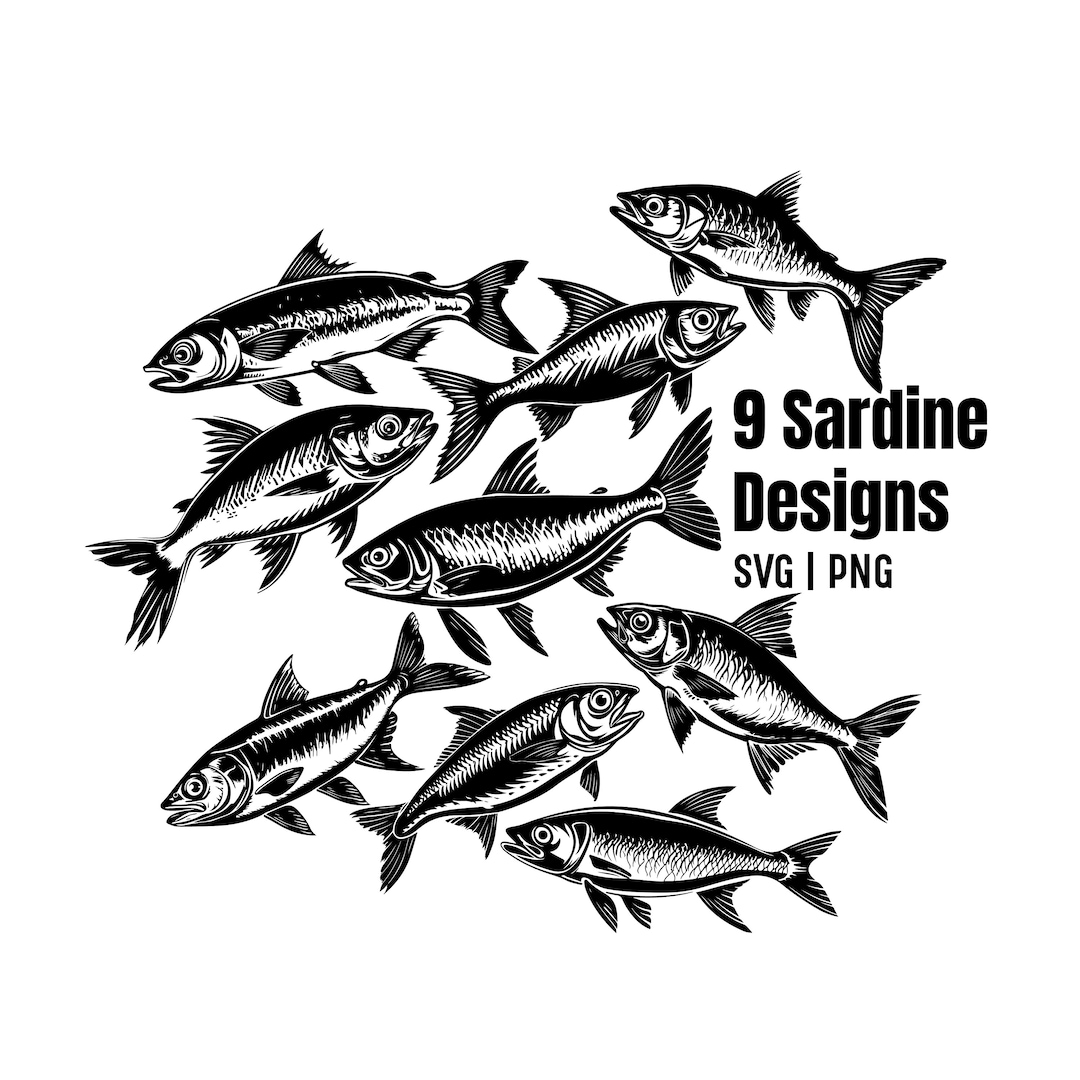 9sardine SVG Bundle,sardine Cut File,fin Sardine Svg,sardine Png,vector ...