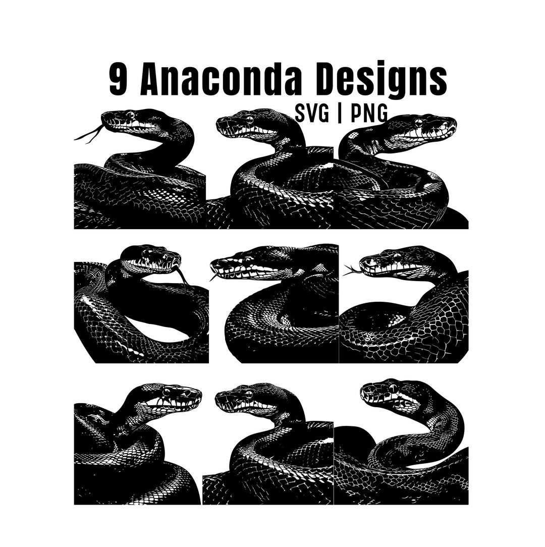 16 Anaconda SVG Bundle,anaconda Cut File,fin Anaconda Svg,anaconda Png ...