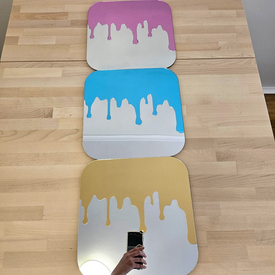 The Gold Drip Mirror Colourful Mirror Wall Art, Unique Modern Home ...