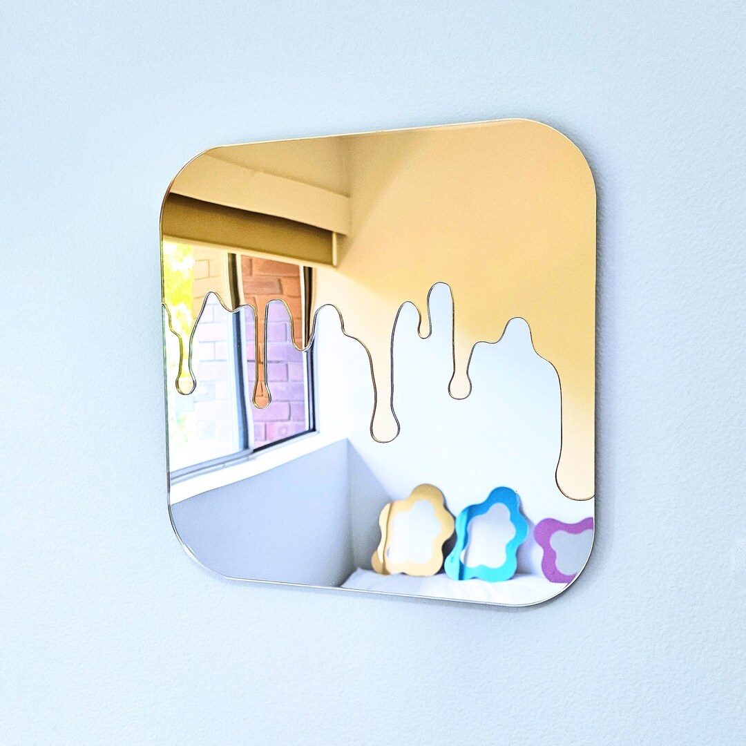 The Gold Drip Mirror Colourful Mirror Wall Art, Unique Modern Home ...
