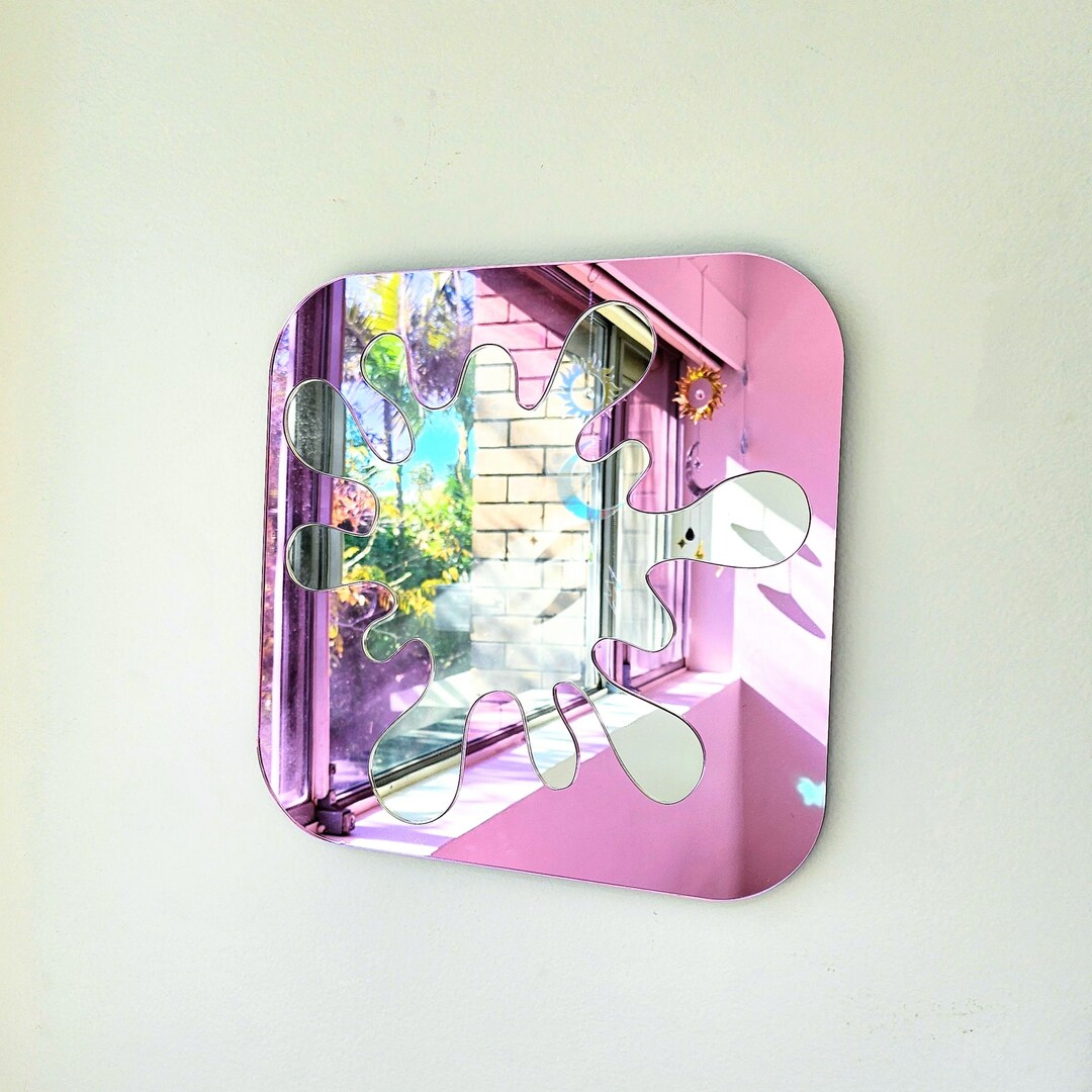 The Pink Splat Mirror - Colourful Mirror Wall Art, Unique Modern Home ...