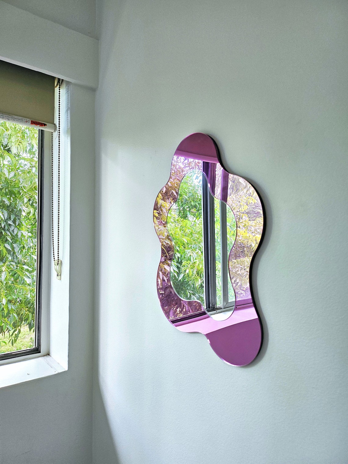The Pink Wavy Mirror Colourful Acrylic Mirror Wall Art, Unique Modern ...
