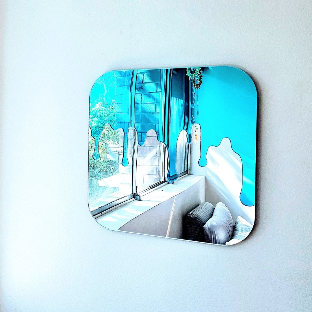 The Blue Drip Mirror - Colourful Mirror Wall Art, Unique Modern Home ...