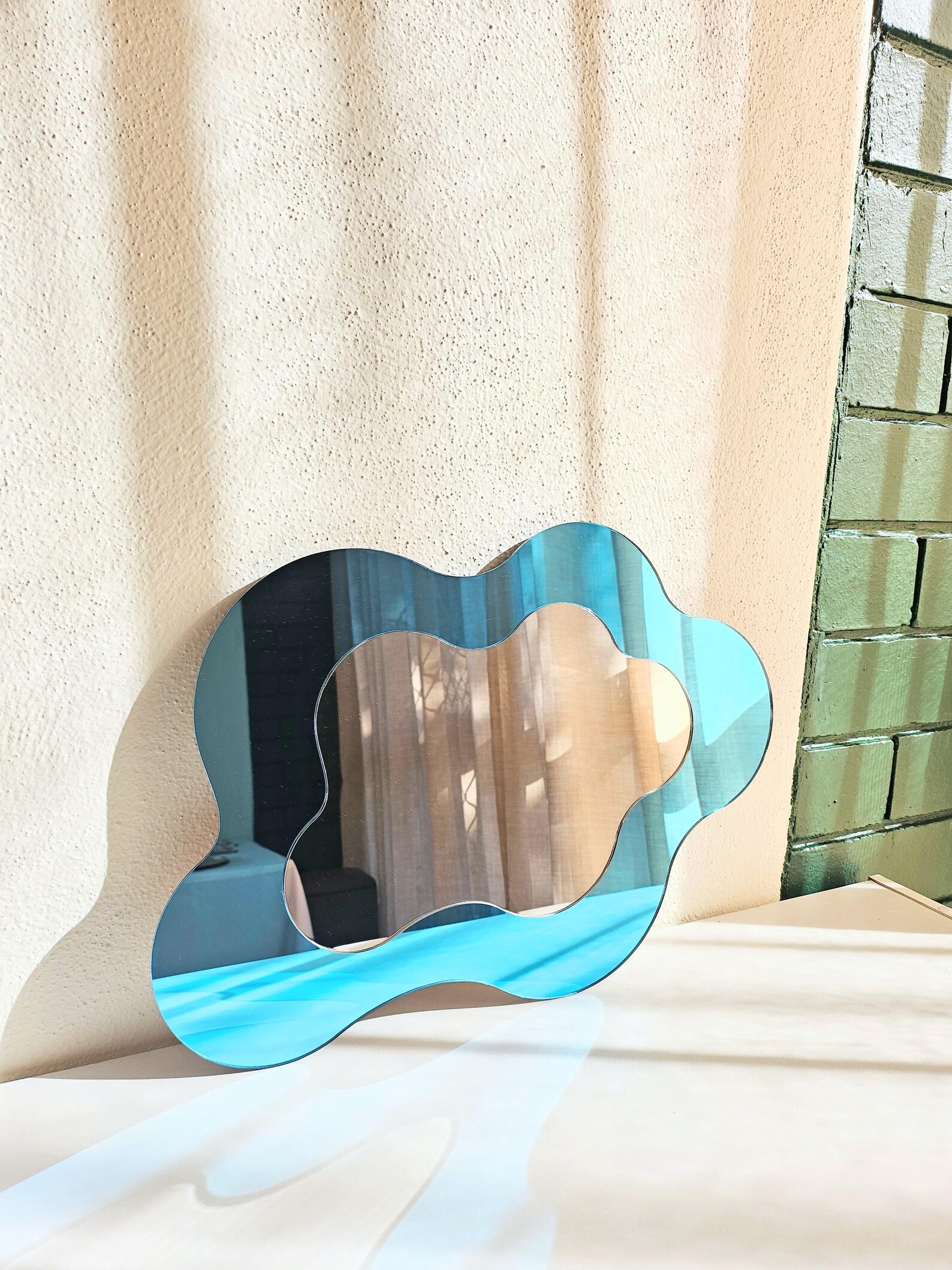 The Blue Wavy Mirror - Colourful Mirror Wall Art - Etsy