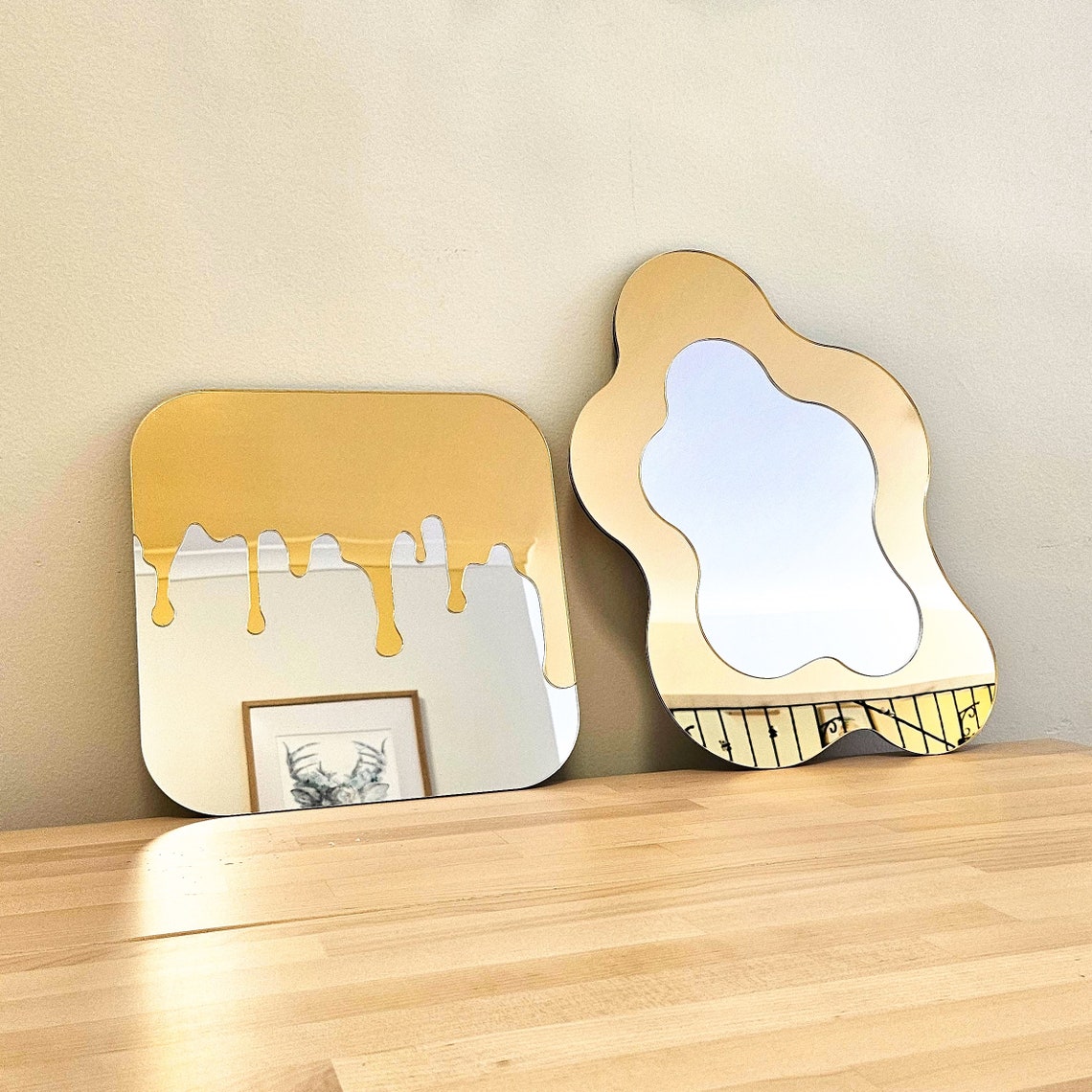 The Gold Drip Mirror Colourful Mirror Wall Art, Unique Modern Home ...