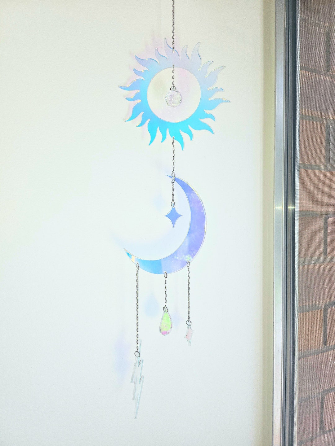 The Iridescent Sun & Moon Suncatcher - Window Hanging, Wall Art, Light ...