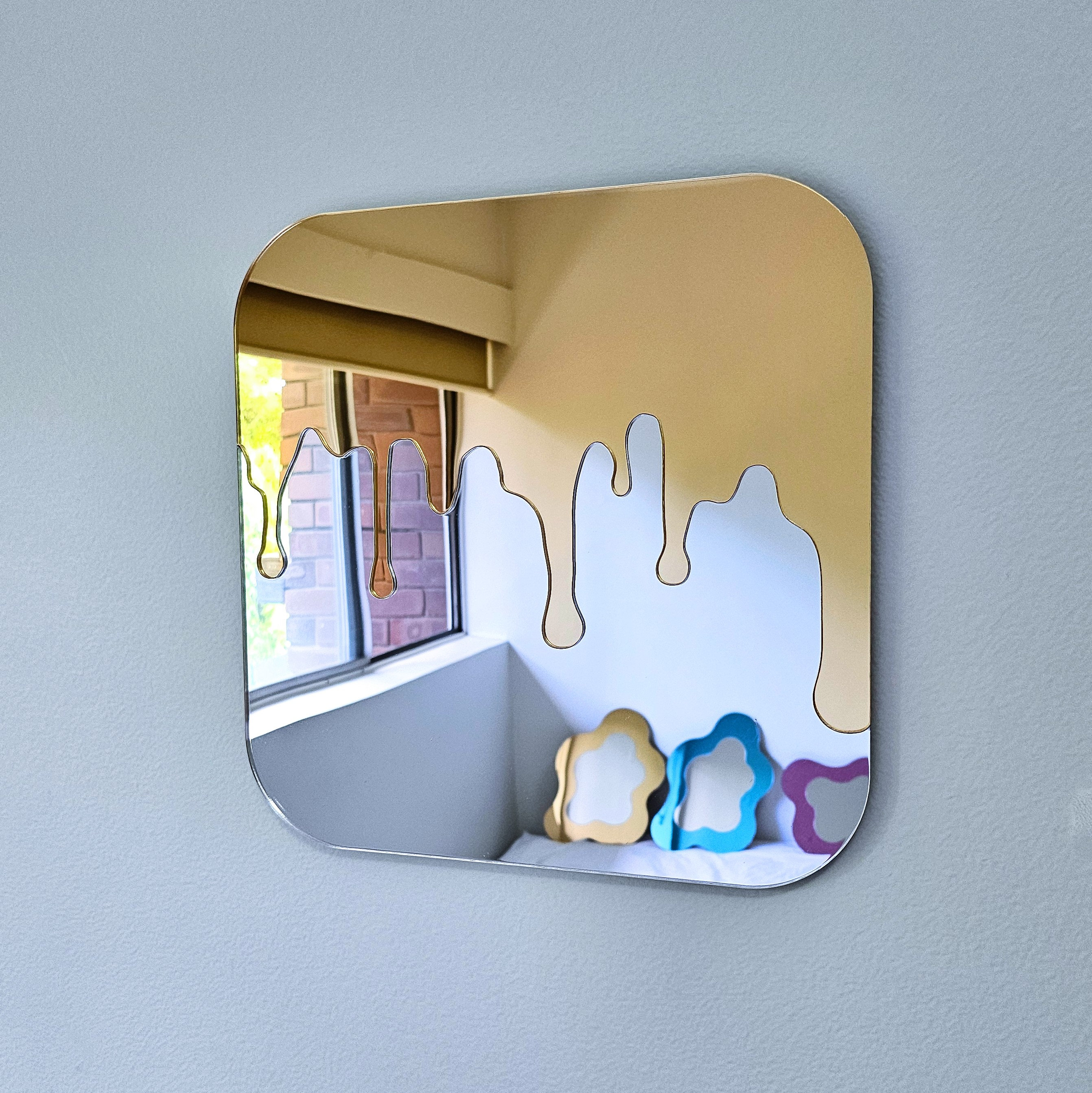 The Gold Drip Mirror Colourful Mirror Wall Art, Unique Modern Home ...