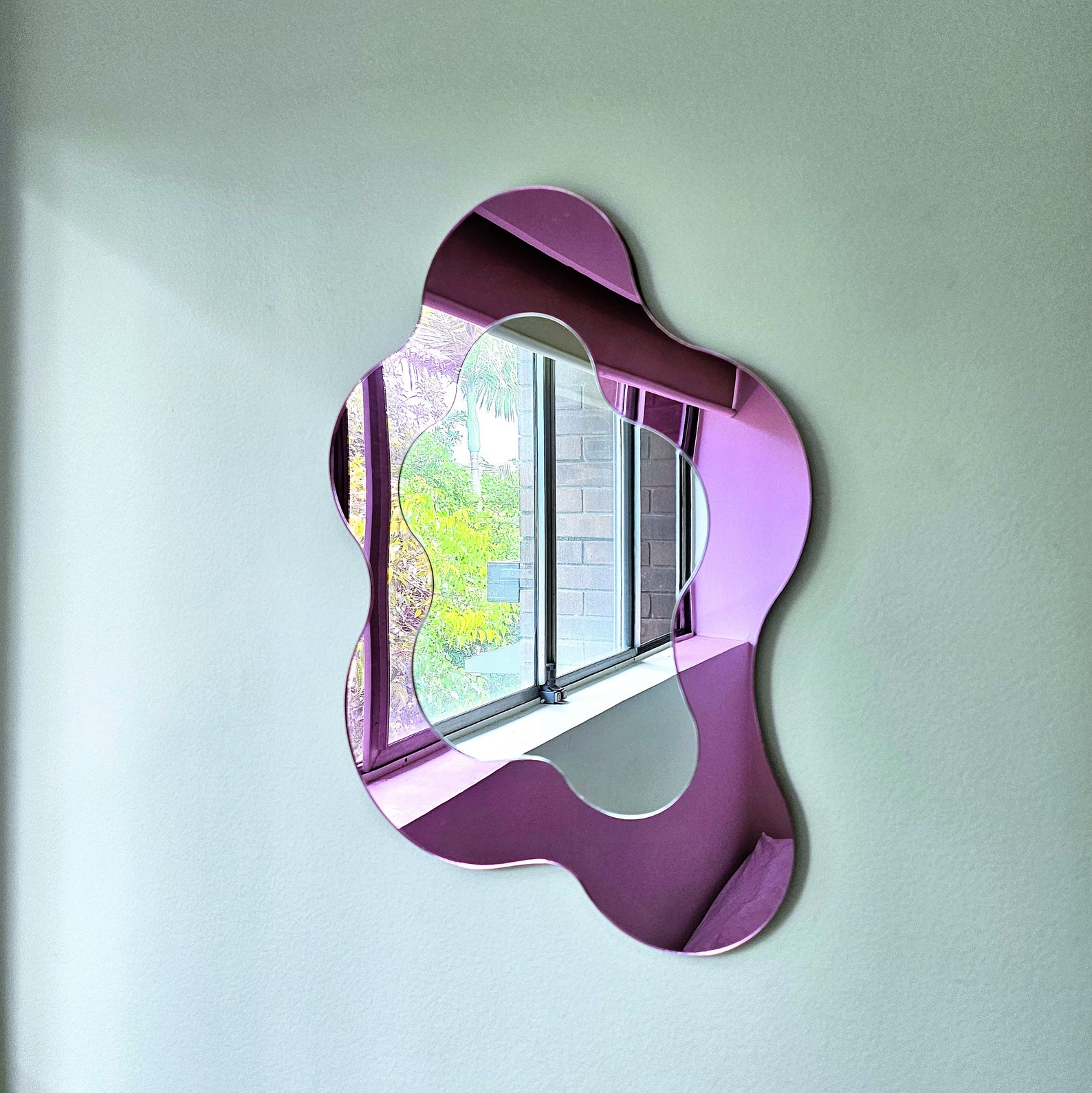 The Pink Wavy Mirror Colourful Acrylic Mirror Wall Art, Unique Modern ...