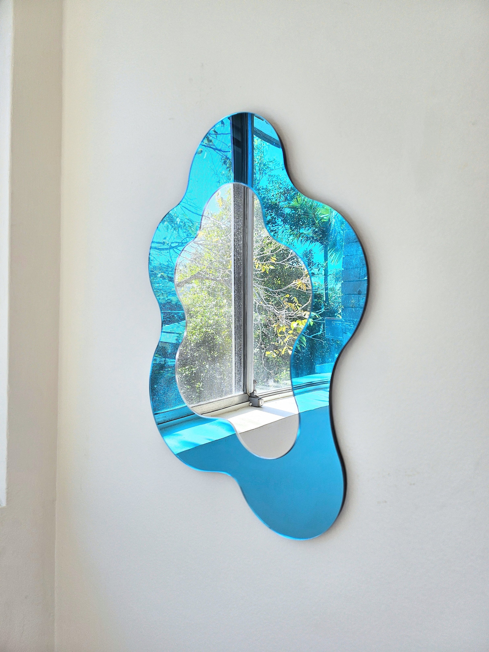 The Blue Wavy Mirror - Colourful Mirror Wall Art - Etsy