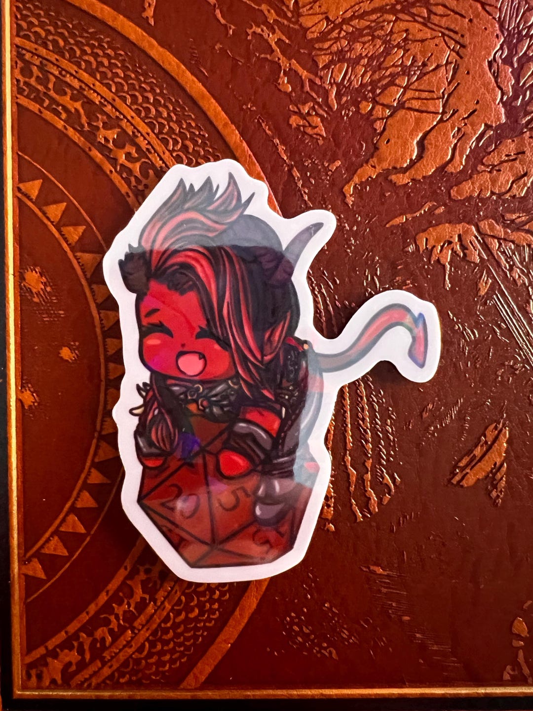 Chibi Karlach D20 Vinyl Broken Glass Holographic Sticker - Etsy