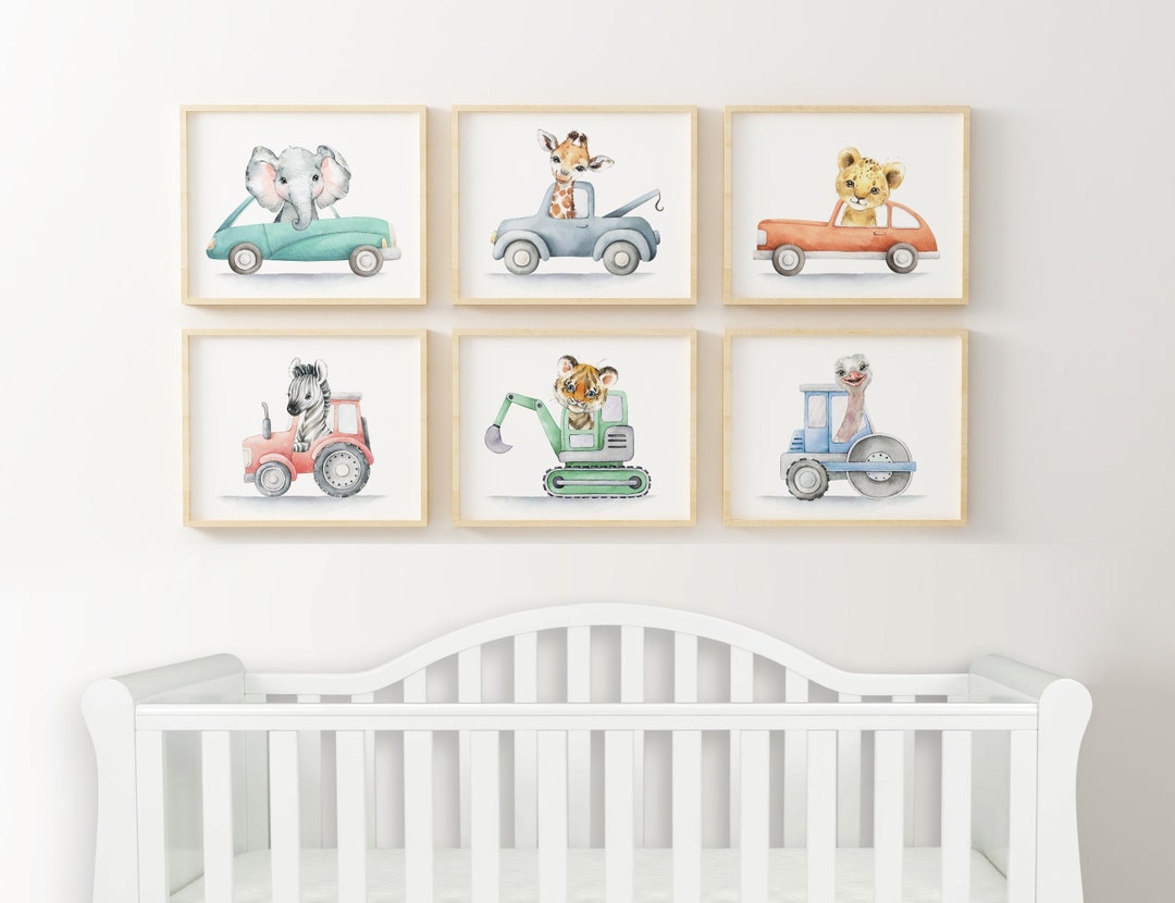 Animal Cars Prints Set of 6 Cars Nursery Printsboys Nursery - Etsy New ...
