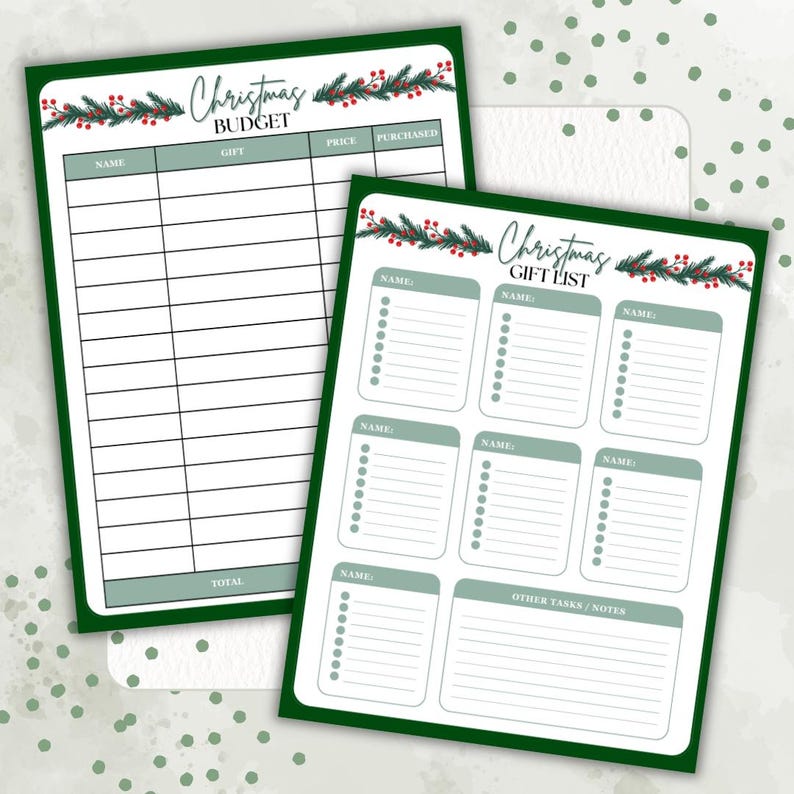 Christmas Gift List Printable, Christmas Budget Tracker, Christmas to ...