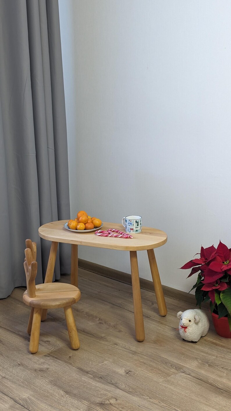 Wooden Oval Table, Wooden Table for Kids, Best Gift for Toddler ...