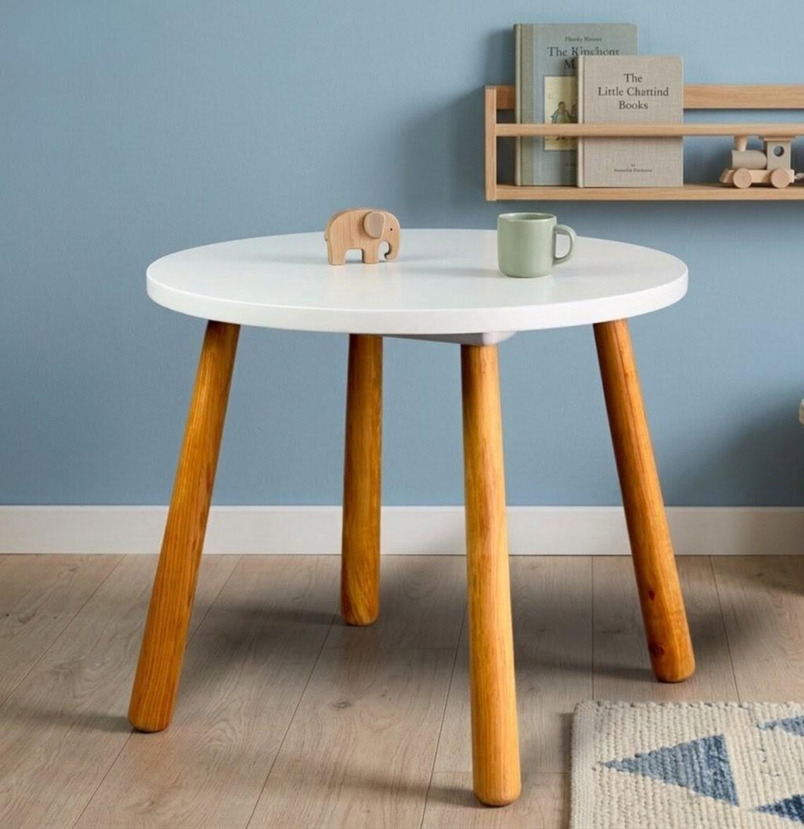 White Big Round Table, Diameter 39" (99 Cm), Solid Wood - Etsy