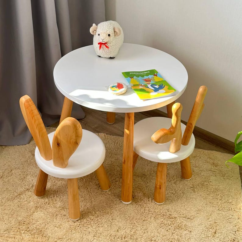 New White Table and Chairs Set, Chairs for Children, Best Gift for ...