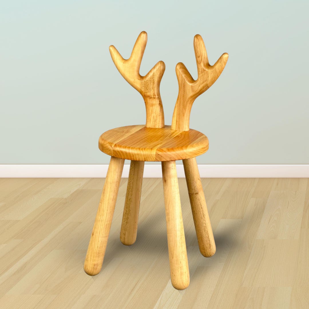 Wooden Antlers Chair, Gift for Kids, Best Chair for Toddler, Wonderful ...