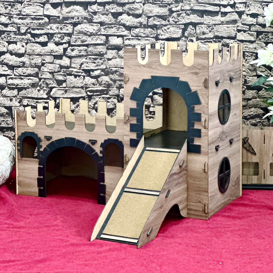 Oak Black Cat Castle – Two Story Wooden Cat House With Tower & Terrace ...