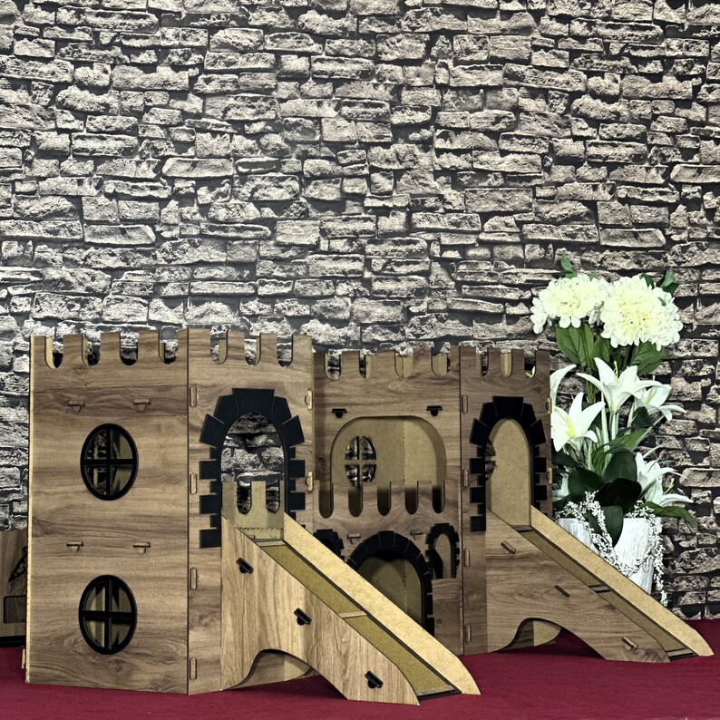 Bunny Castle, With Twin Closed Towers, Oak Black Rabbit Palace With Two ...