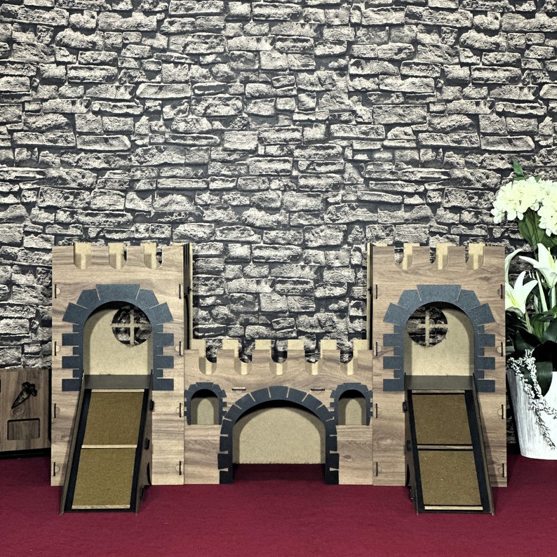 Bunny Castle, With Twin Closed Towers, Oak Black Rabbit Palace With Two ...