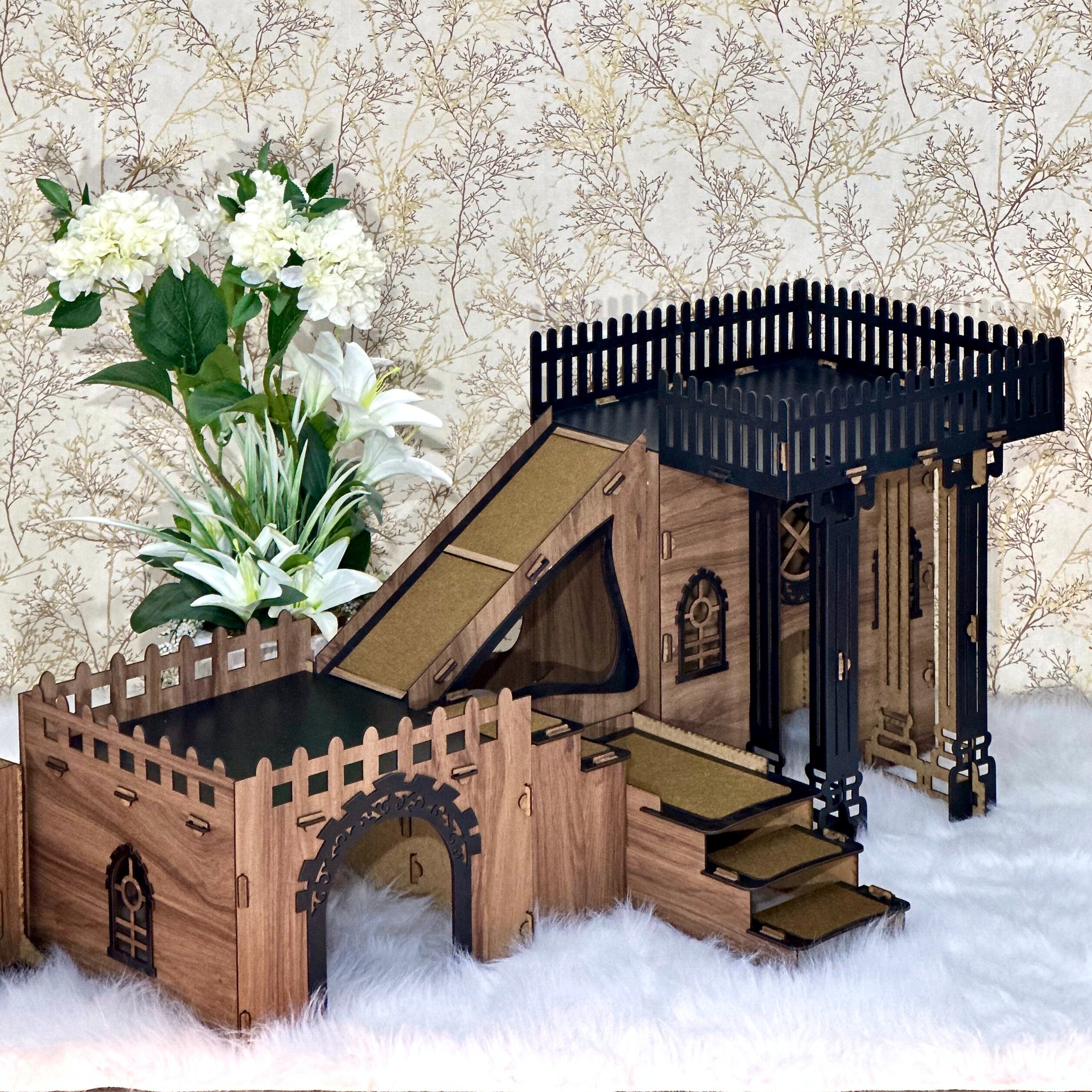 Kitten Villa With Four Living Spaces Multifunctional Doublex Oak Black ...