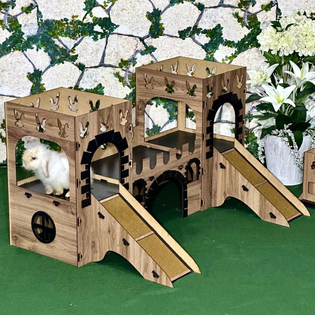 Oak Bunny Castle: Two-story Rabbit Palace With Towers Color Options - Etsy