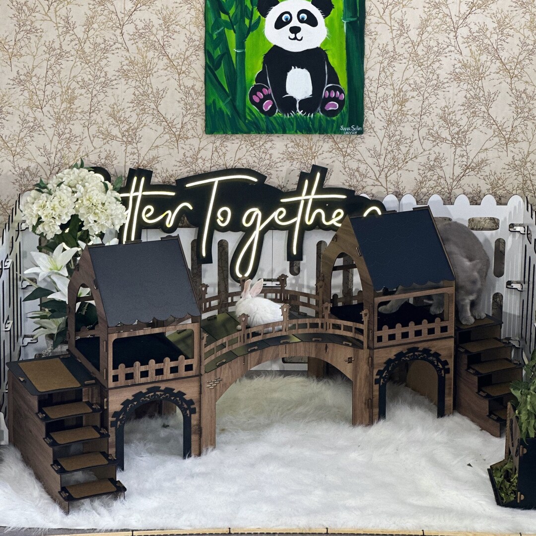 Rabbit Castle, With a Bridge and Two Towers, an Exclusive Design Bunny ...