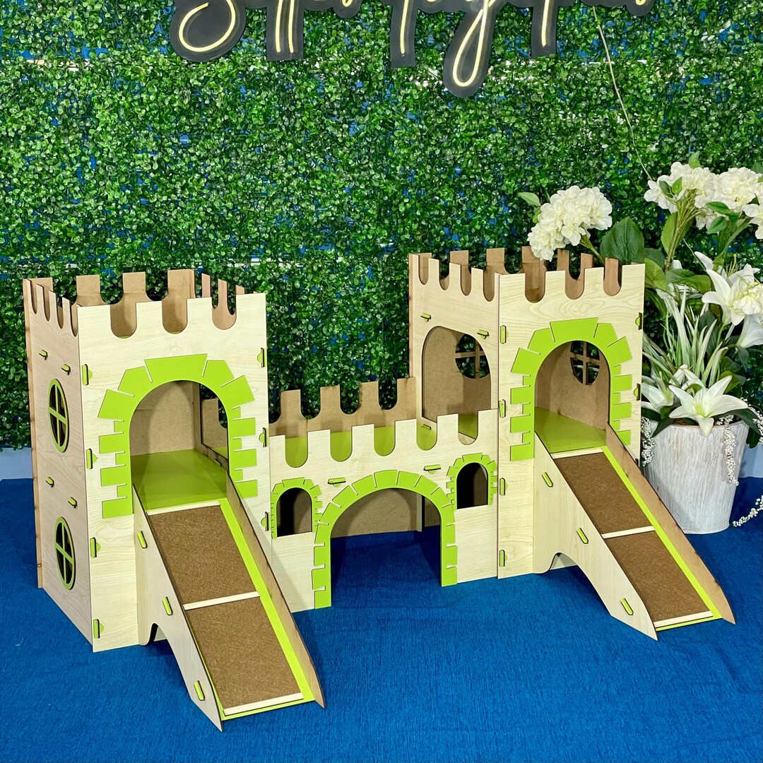 Bunny Castle With Twin Towers, Maple Green Rabbit Palace, Two-story ...