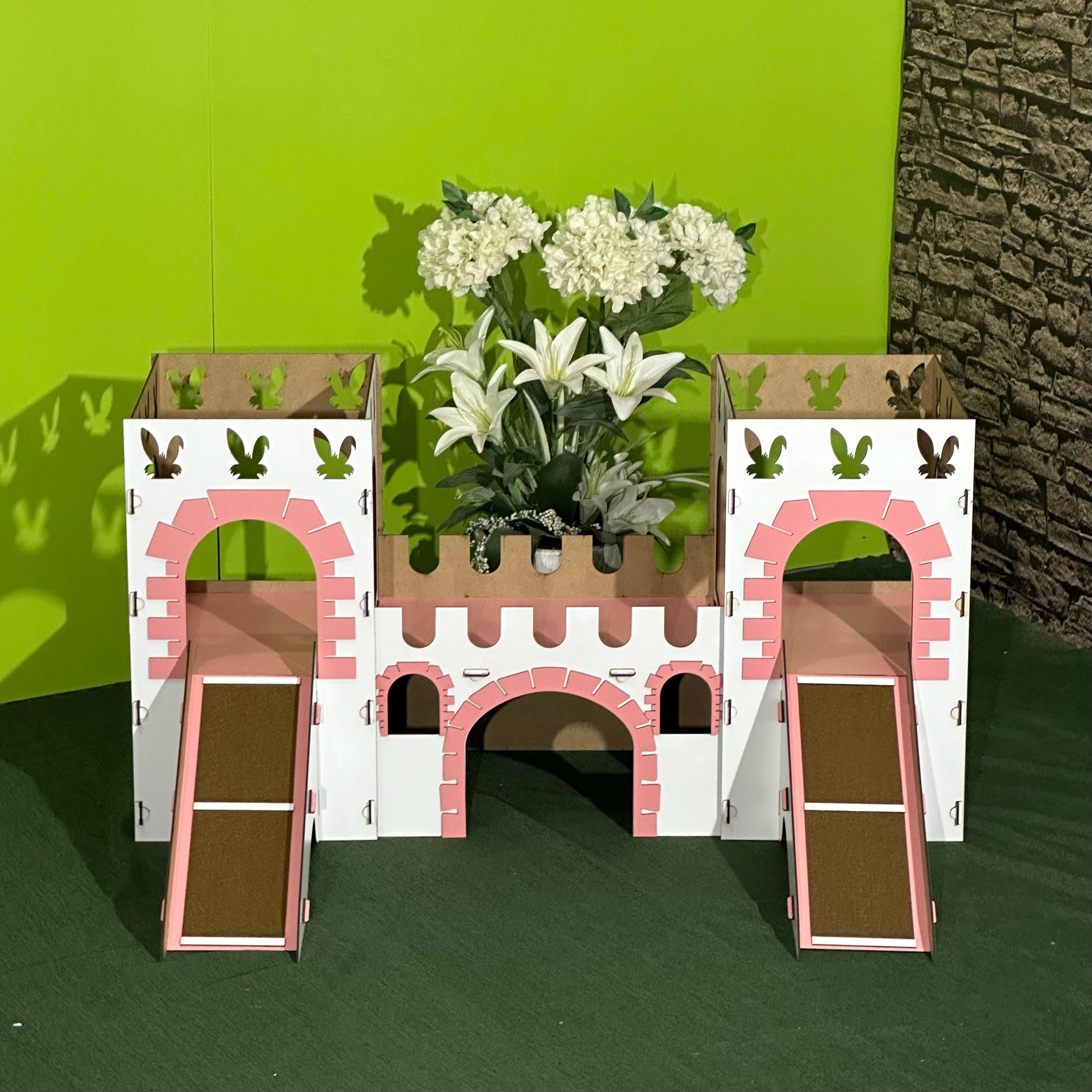 Two-story Bunny Castle: White Rabbit Palace With Terrace Color Options ...