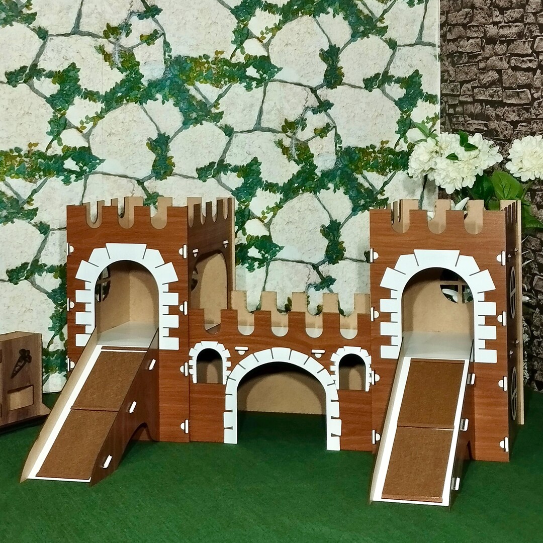 Twin Tower Rabbit Palace, Two-story Bunny Castle With Three Spacious ...