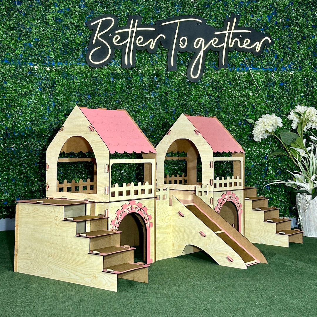 Deluxe Guinea Pig Castle: Wooden Chinchilla Habitat With Terrace - Etsy