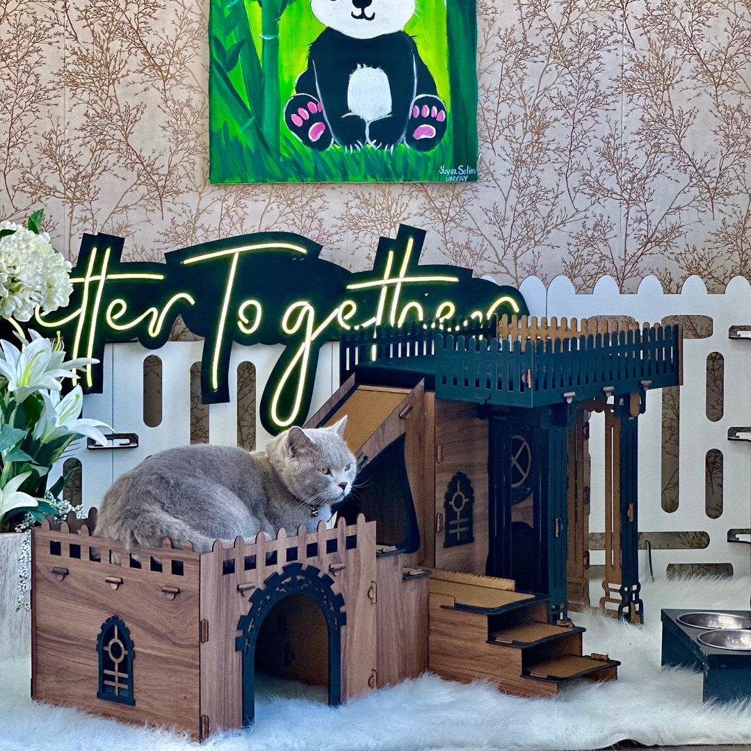 Kitten Villa With Four Living Spaces Multifunctional Doublex Oak Black ...