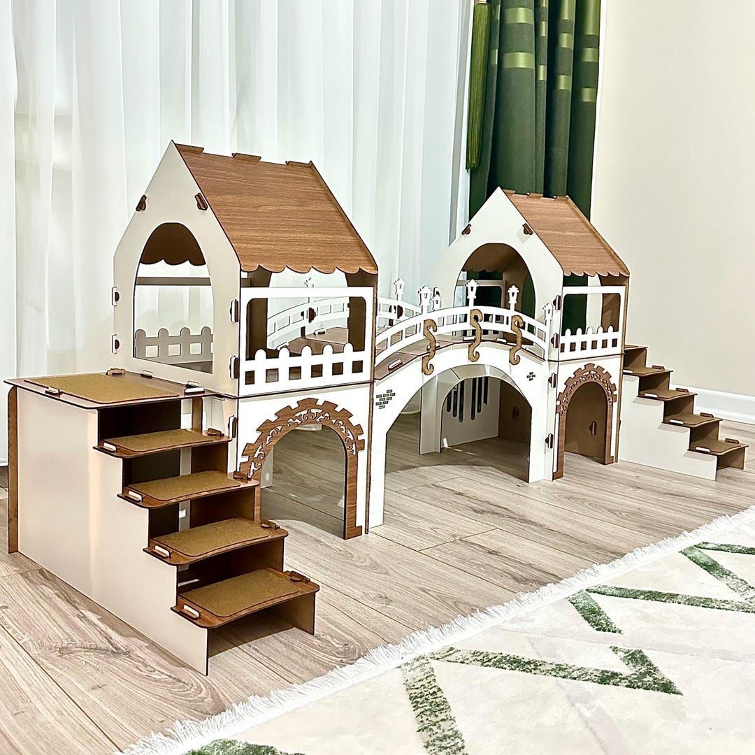Enchanting Rabbit Castle With Suspension Bridge And, Twin Watchtowers ...