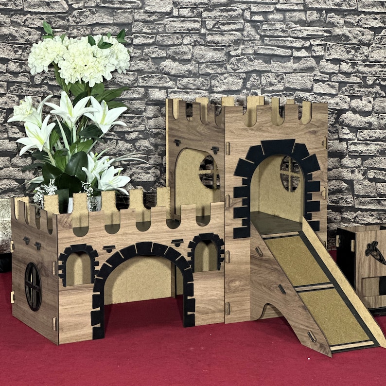 Oak Black Bunny Castle – Two-story Rabbit Palace With Tower & Terrace ...