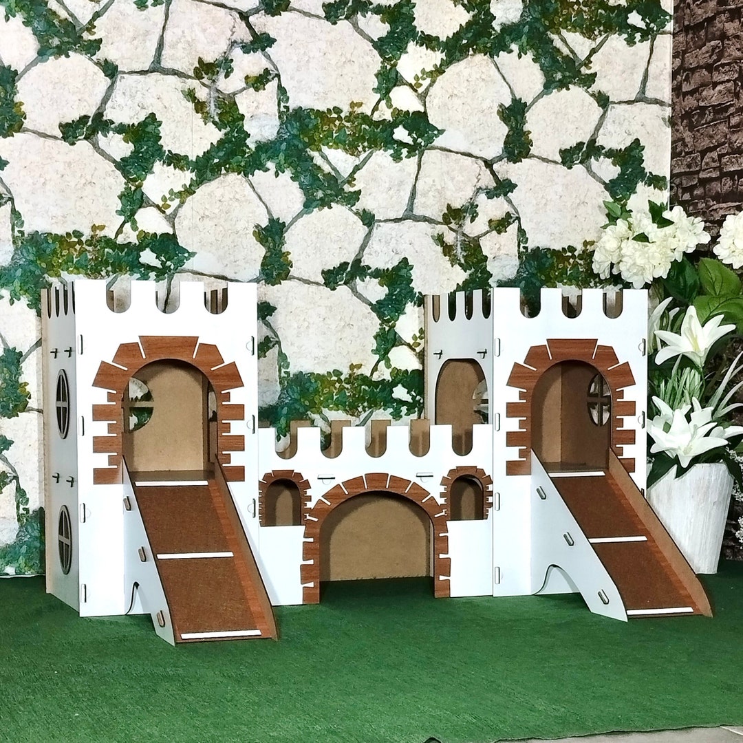Bunny Castle: White Walnut Rabbit House With Twin Towers - Etsy