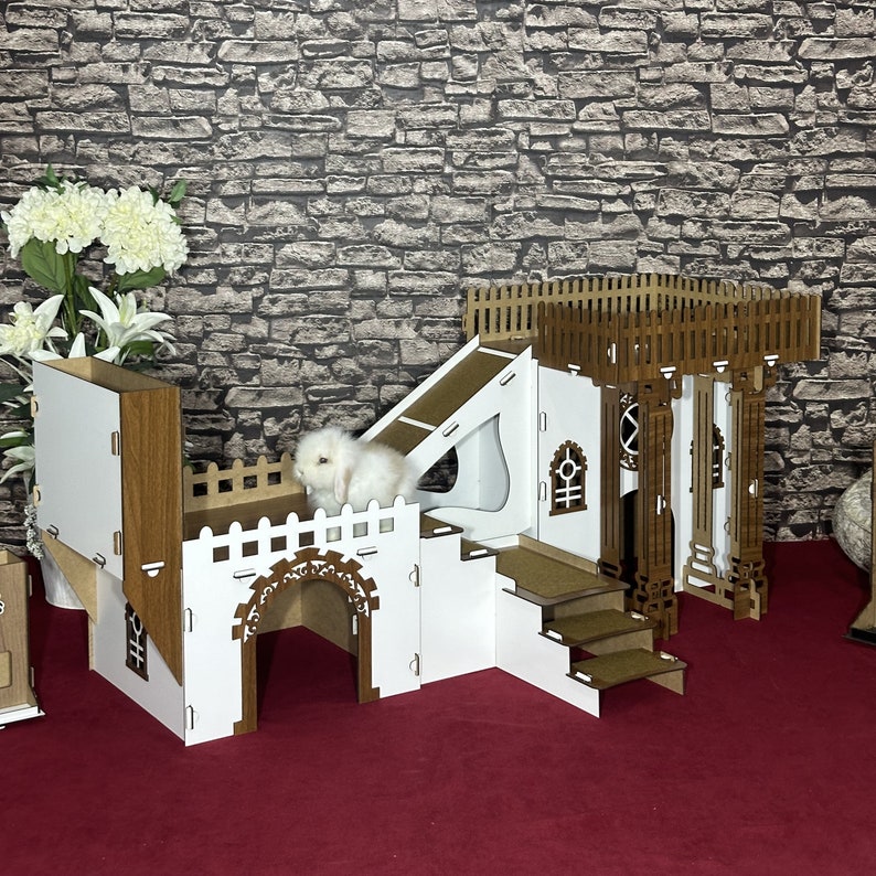 Bunny Villa With Feeder, Two Rooms and Four Living Spaces, Four ...