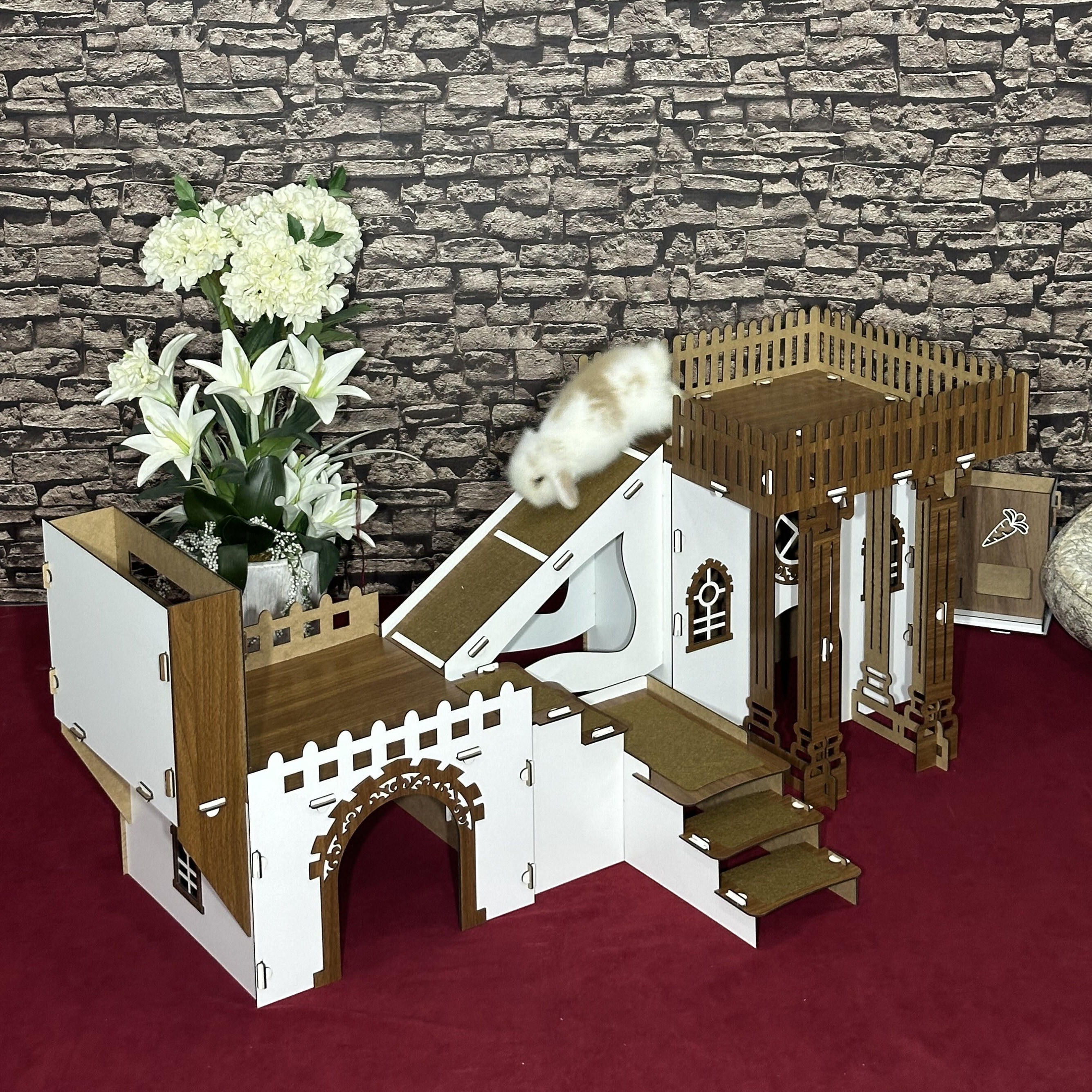 Bunny Villa With Feeder, Two Rooms and Four Living Spaces, Four ...