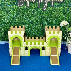 Bunny Castle With Twin Closed Towers, Beige Green, Rabbit Palace With ...